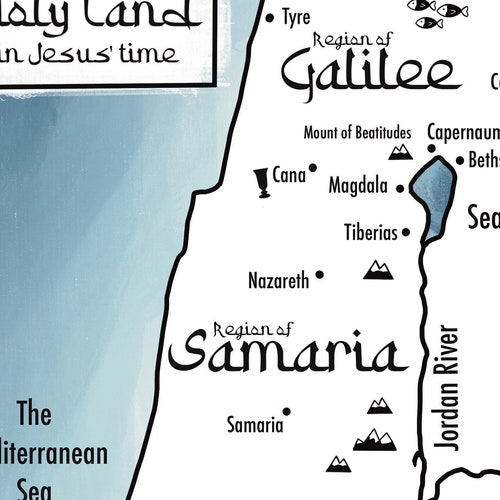 DIGITAL DOWNLOAD Map of Israel the Holy Land in Jesus' - Etsy