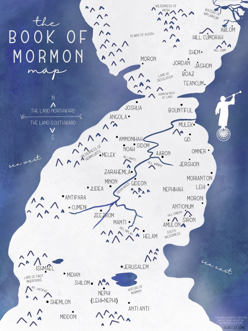 DIGITAL DOWNLOAD the Book of Mormon Map blue LDS Primary | Etsy