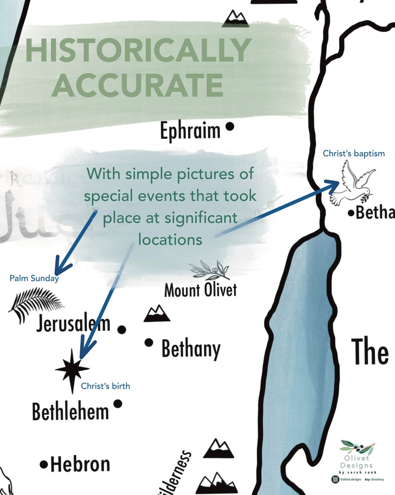 DIGITAL DOWNLOAD Map of Israel (the Holy Land in Jesus' Time) Holy Land ...