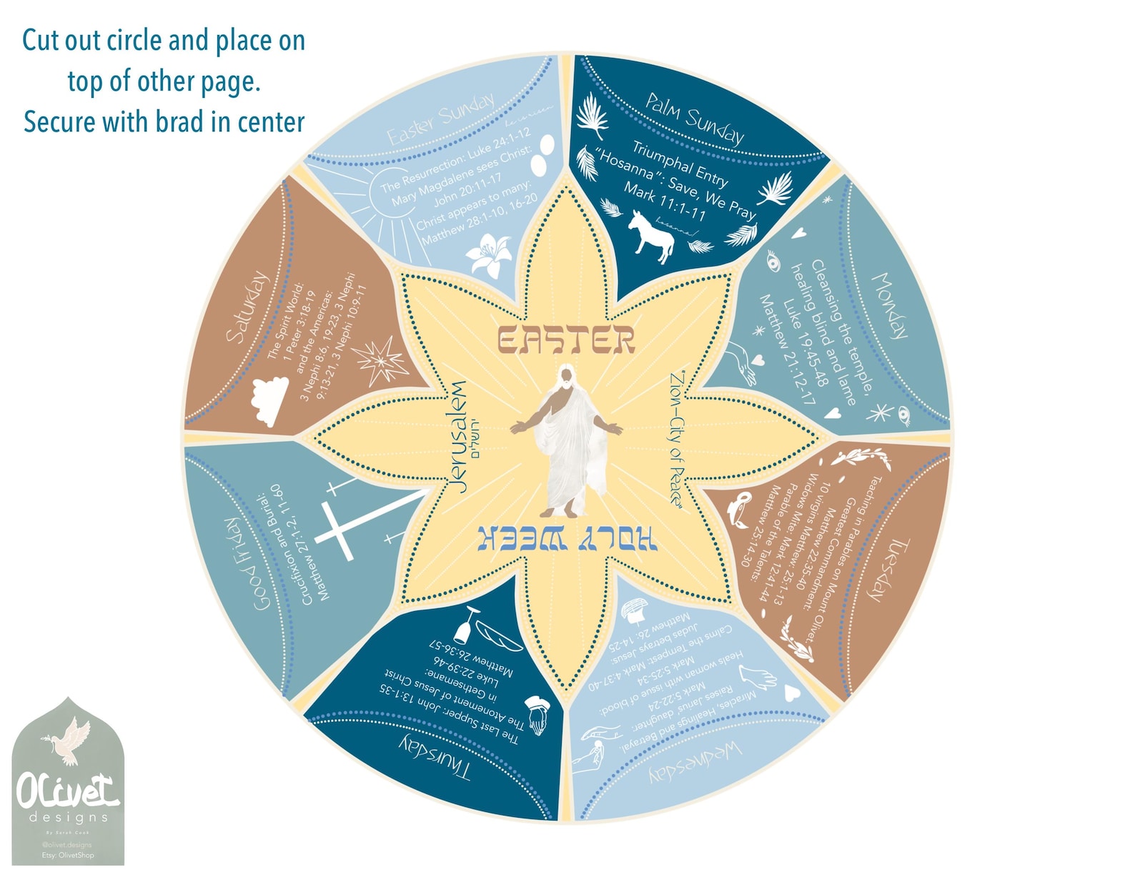 DIGITAL DOWNLOAD Holy Week Wheel (holy Week Easter Activity) Holy Land ...