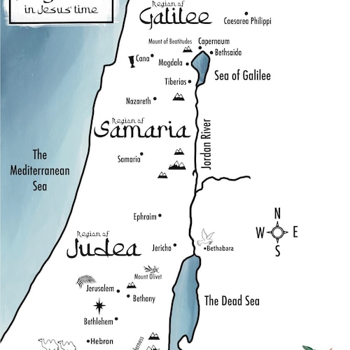 DIGITAL DOWNLOAD Map of Israel the Holy Land in Jesus' - Etsy