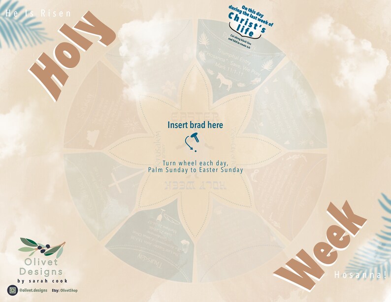 DIGITAL DOWNLOAD Holy Week Wheel (holy Week Easter Activity) Holy Land ...