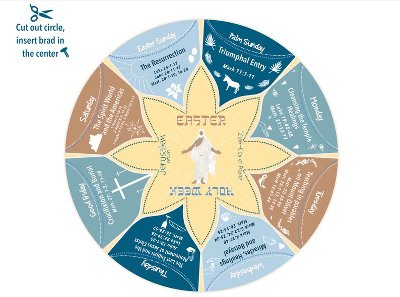 DIGITAL DOWNLOAD Holy Week Wheel (holy Week Easter Activity) Holy Land ...