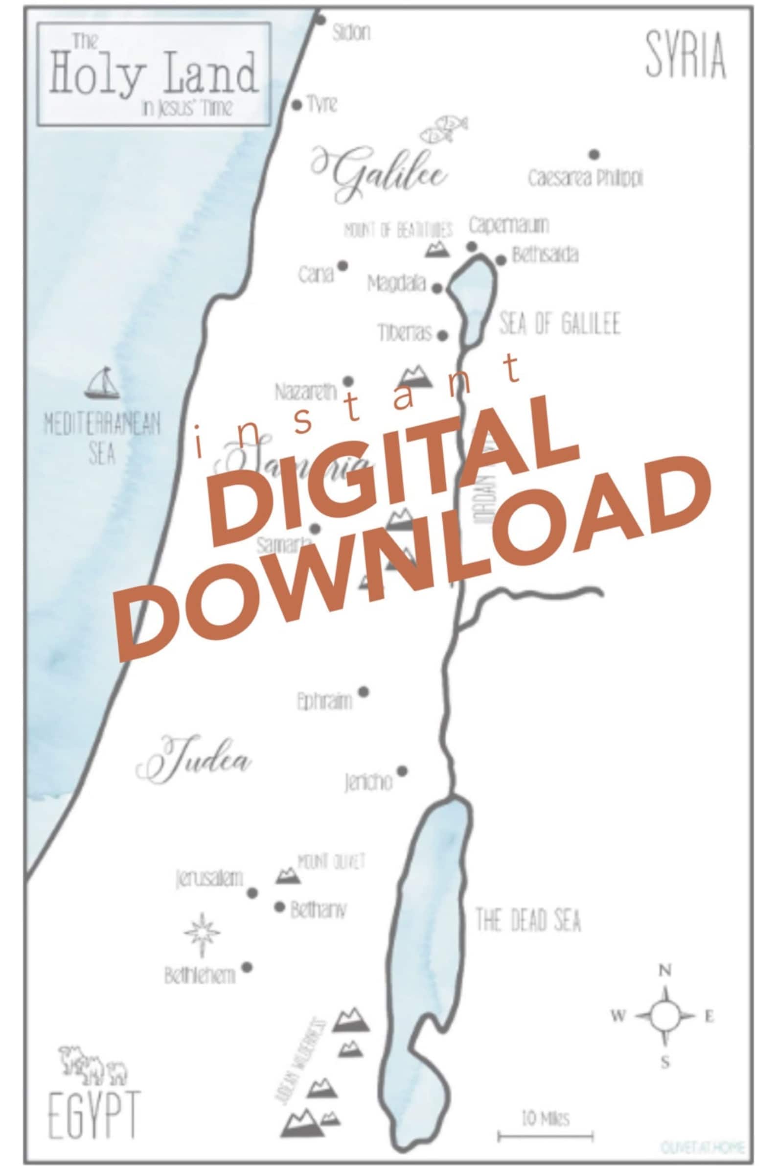 DIGITAL DOWNLOAD Map of Israel the Holy Land in Jesus' - Etsy