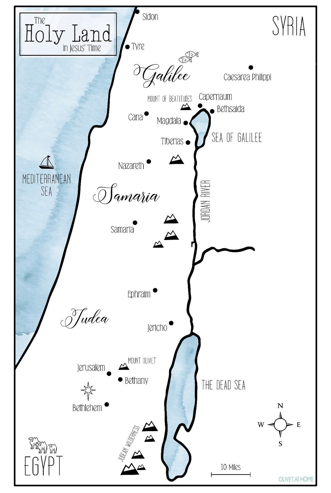 DIGITAL DOWNLOAD Map of Israel the Holy Land in Jesus' - Etsy