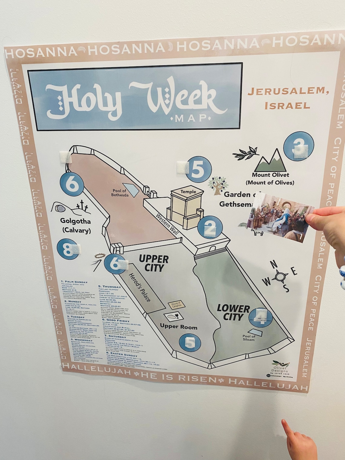 DIGITAL DOWNLOAD Holy Week Map of Jerusalem Easter Holy Land Israel ...