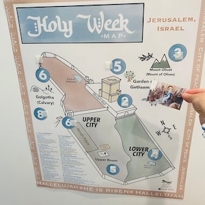 DIGITAL DOWNLOAD Holy Week Map of Jerusalem Easter Holy Land Israel ...