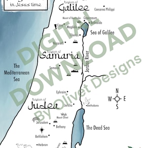 DIGITAL DOWNLOAD Map of Israel (the Holy Land in Jesus' Time) Holy Land ...