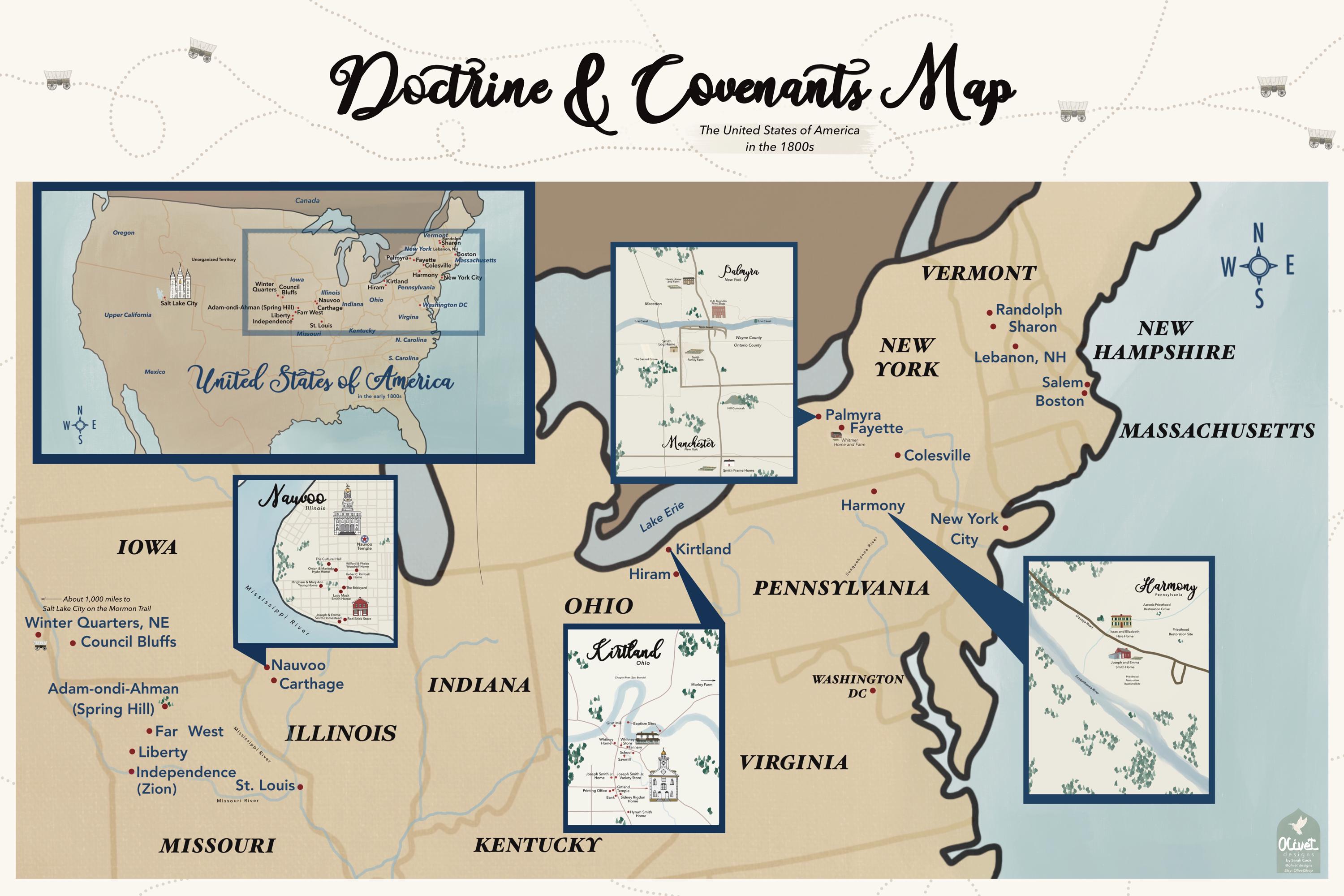 Doctrine and Covenants Map LDS 2025 Come, Follow Me Scripture Study D&C ...