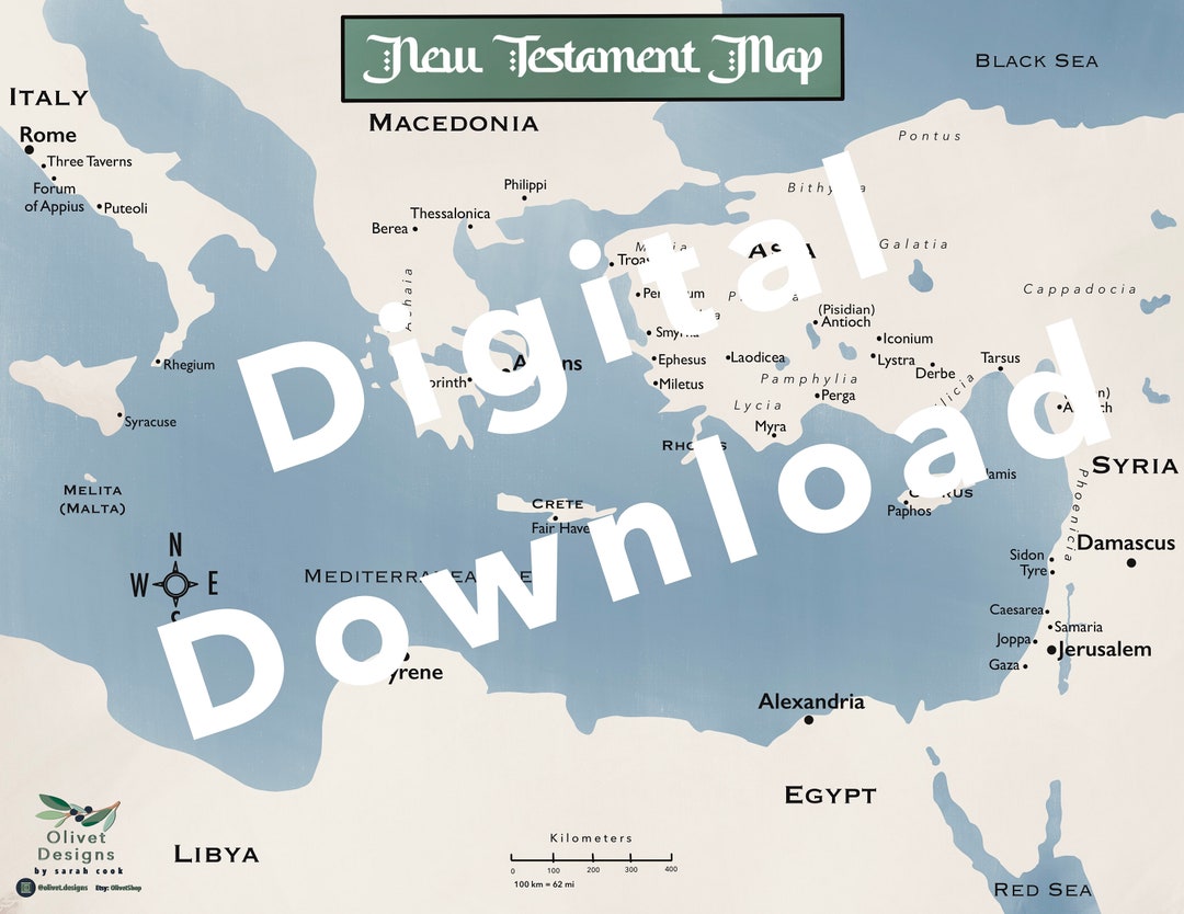 DIGITAL DOWNLOAD New Testament Map Bible Jesus Macedonia Roman Apostle ...