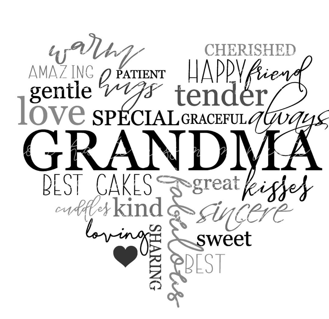 Grandma Love Word Cloud Digital Download PNG Sublimation Transfer File ...