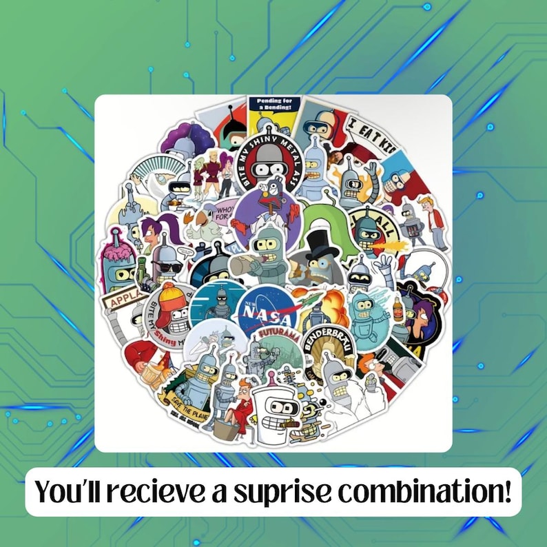 Futurama Futuristic Sticker Set Variety Vinyl Waterproof Decorate ...