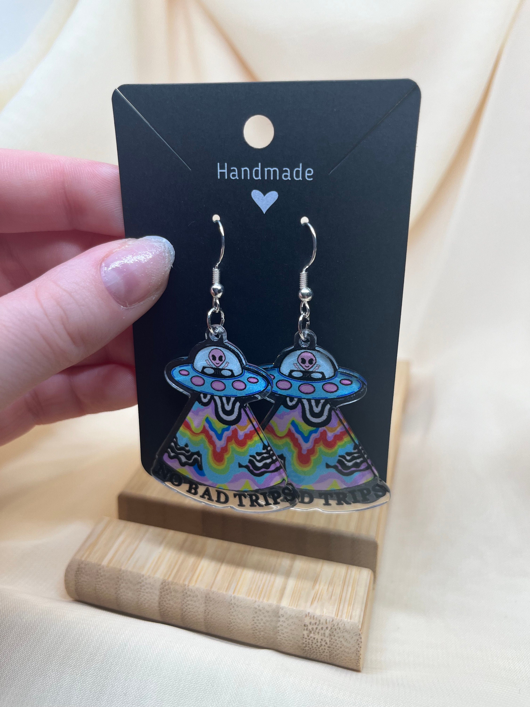 Alien & UFO Funky Space Acrylic Colorful Sparkle Cartoon Dangle ...