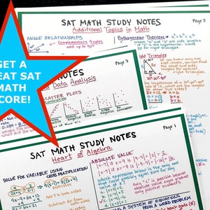SAT Math Study Notes Bundle for High School Students | Etsy