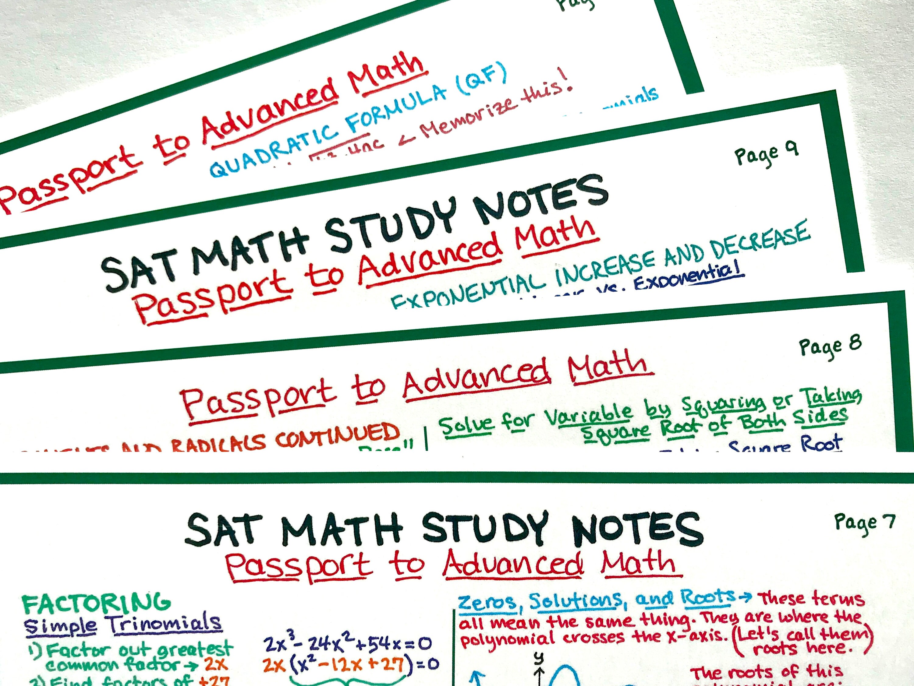 SAT Math Study Notes for High School Students Subset 4: | Etsy