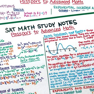 SAT Math Study Notes Bundle for High School Students | Etsy