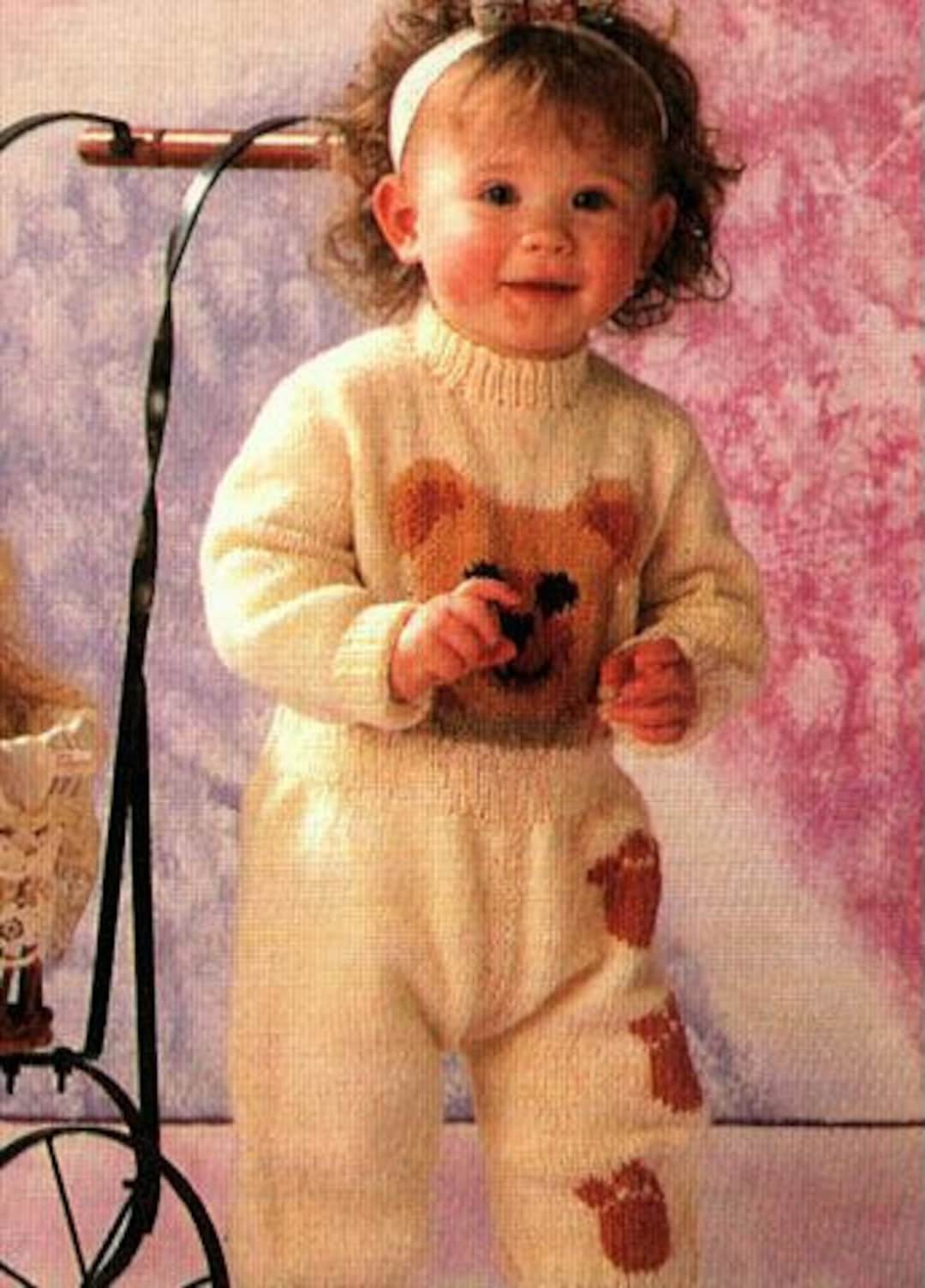 Baby Bear Playsuit Knitting Pattern for Baby, 18 to 22 Inch Chest, 8 ...