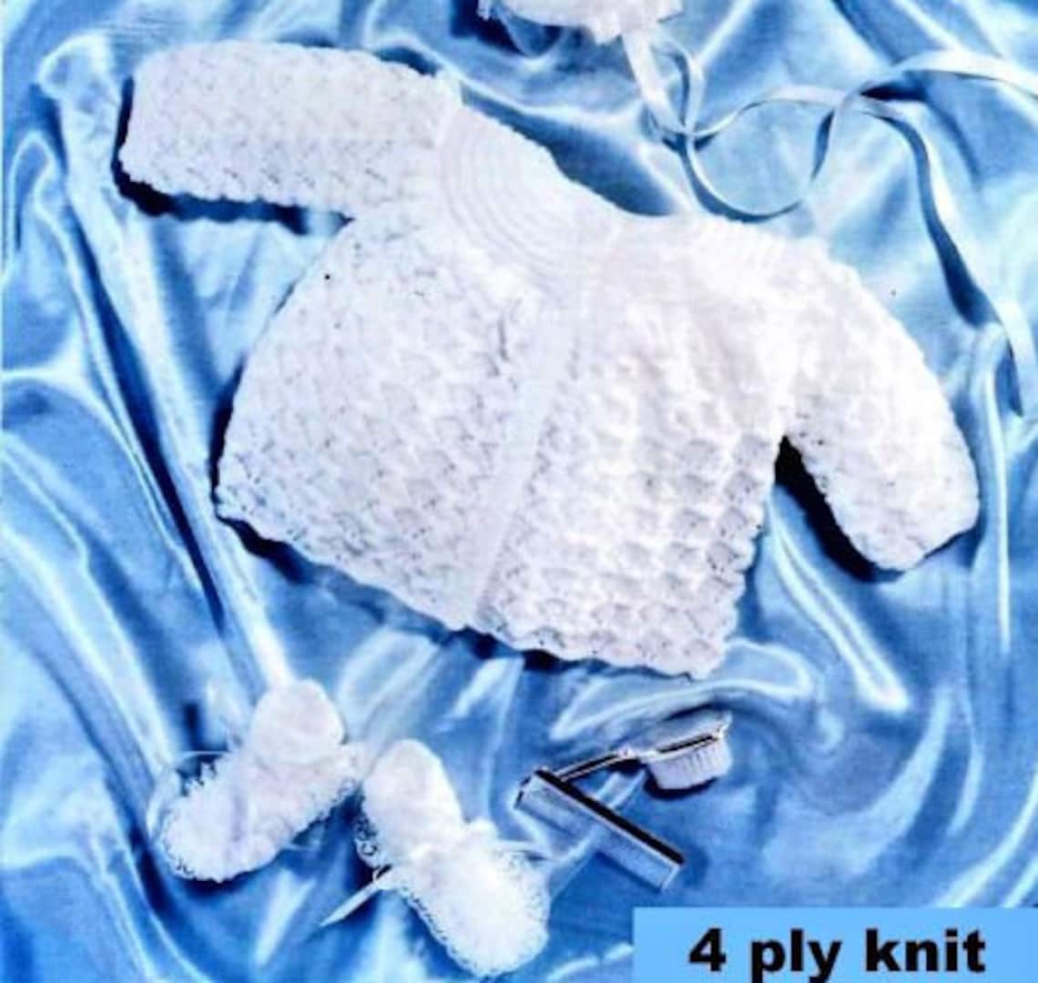 Baby Knitting Pattern Matinee Jacket Boneet Bootees Size 14 | Etsy