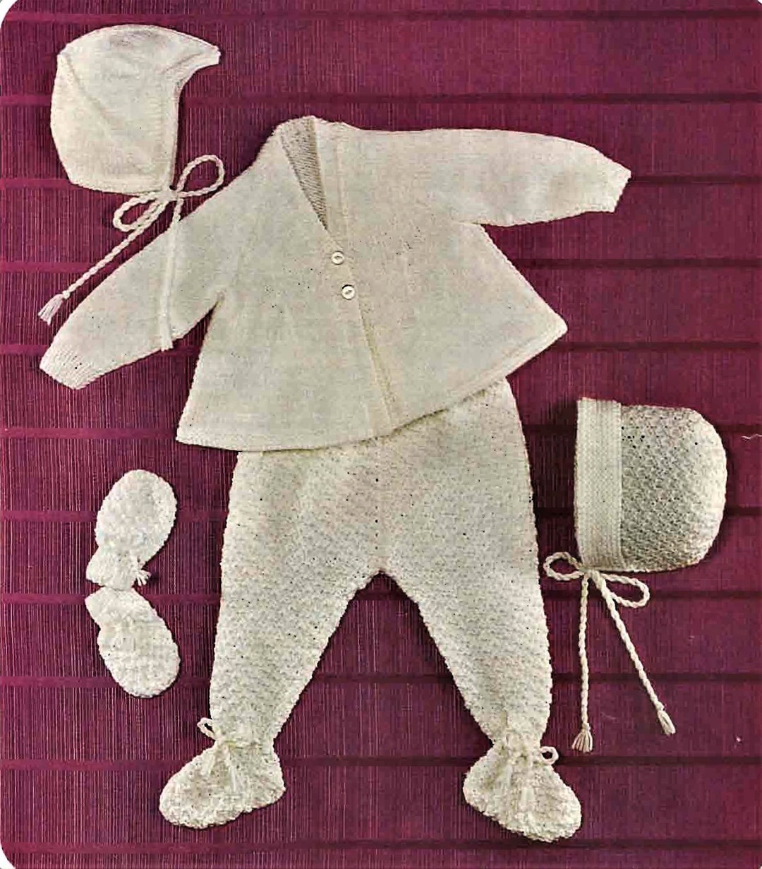Baby Knitting Pattern, Pram Suit, Size 18 to 19 Inch Chest, Double ...