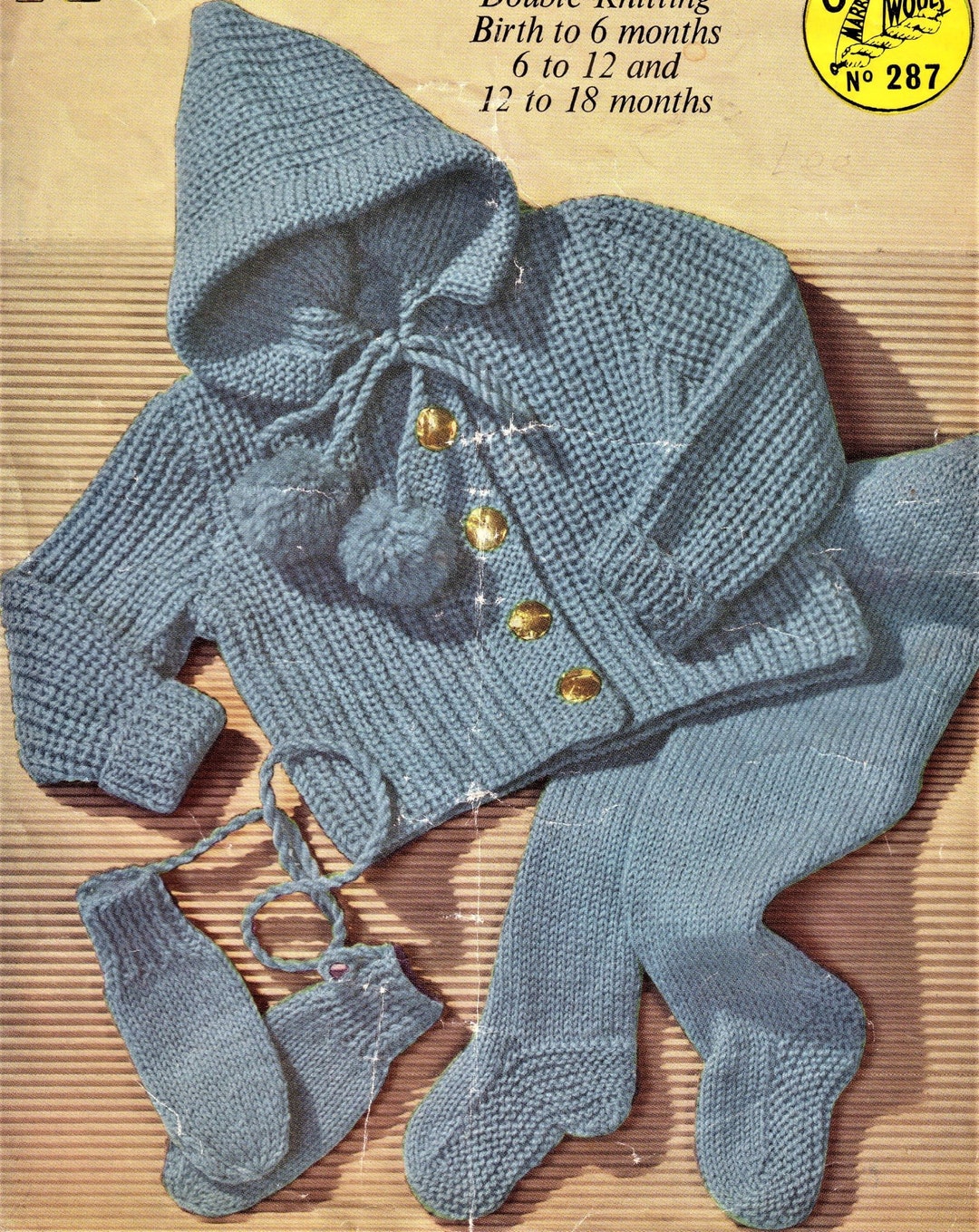 Baby Knitting Pattern, Pram Suit, Size 20 to 24 Inch Chest, Double ...