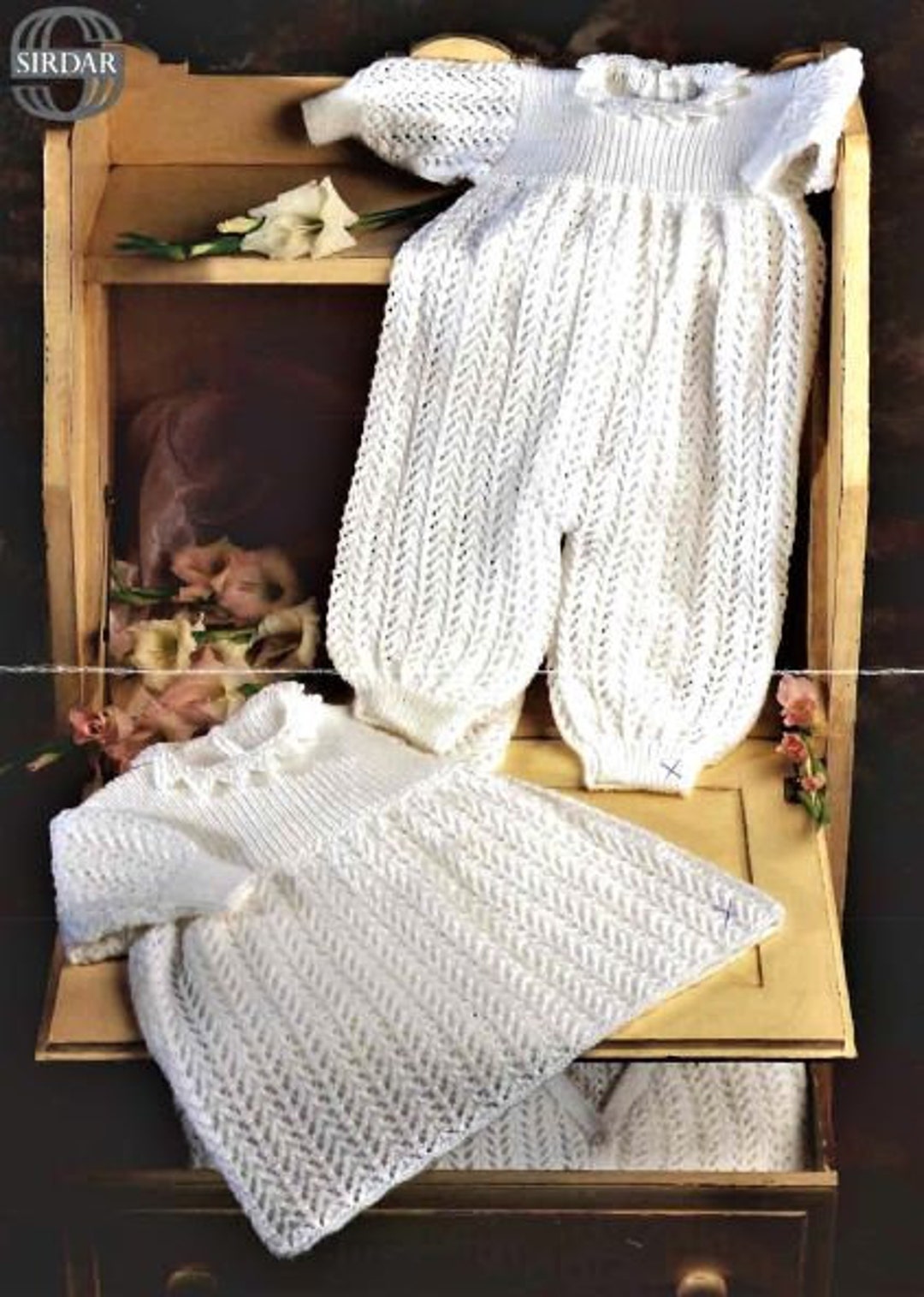 Baby Knitting Pattern, Lacey All in One and Dress, Size 16 to 22 Inch ...