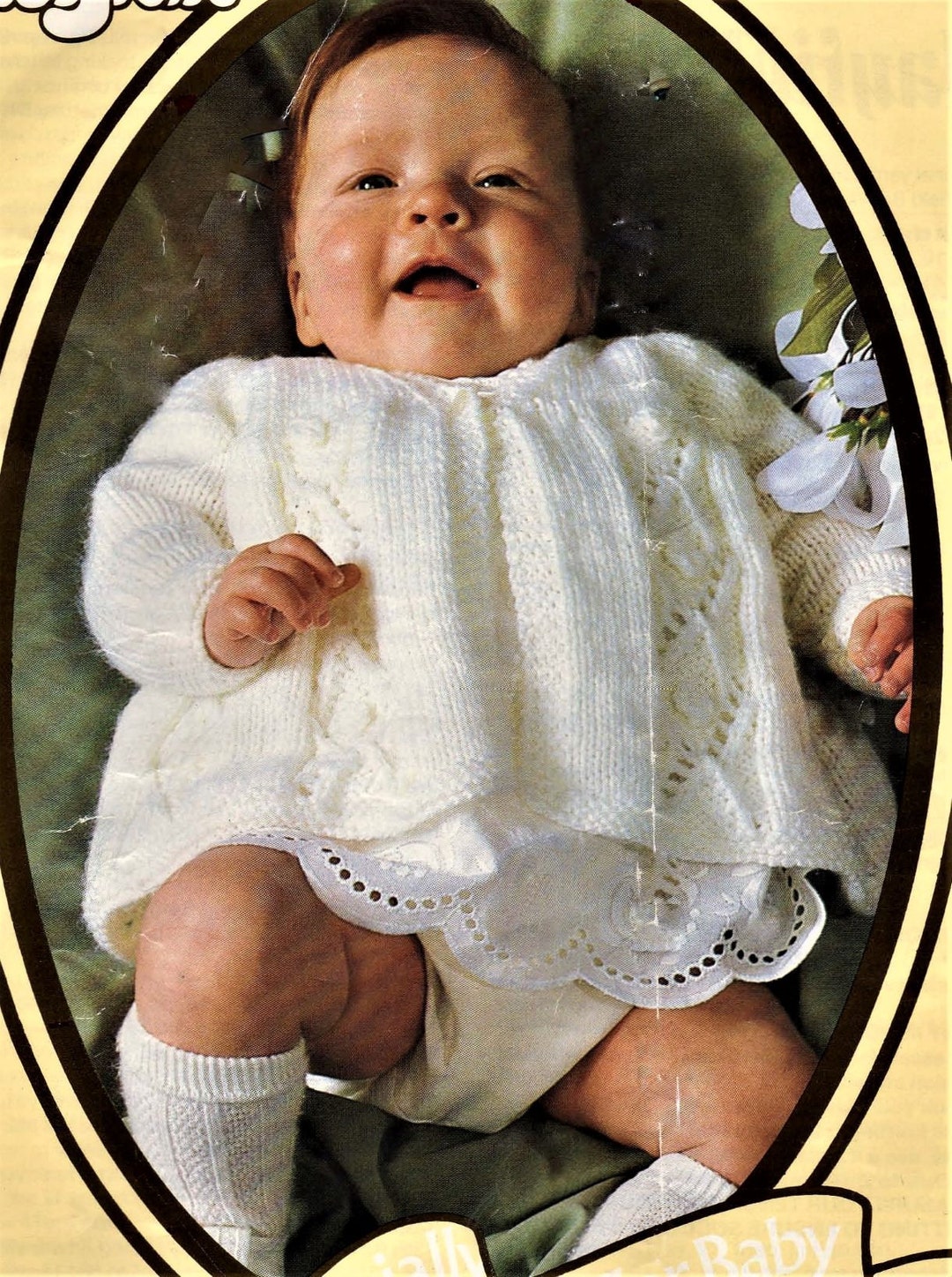 Baby Knitting Pattern, Matinee Jacket or Coat, Size 16 to 19 Inch Chest ...