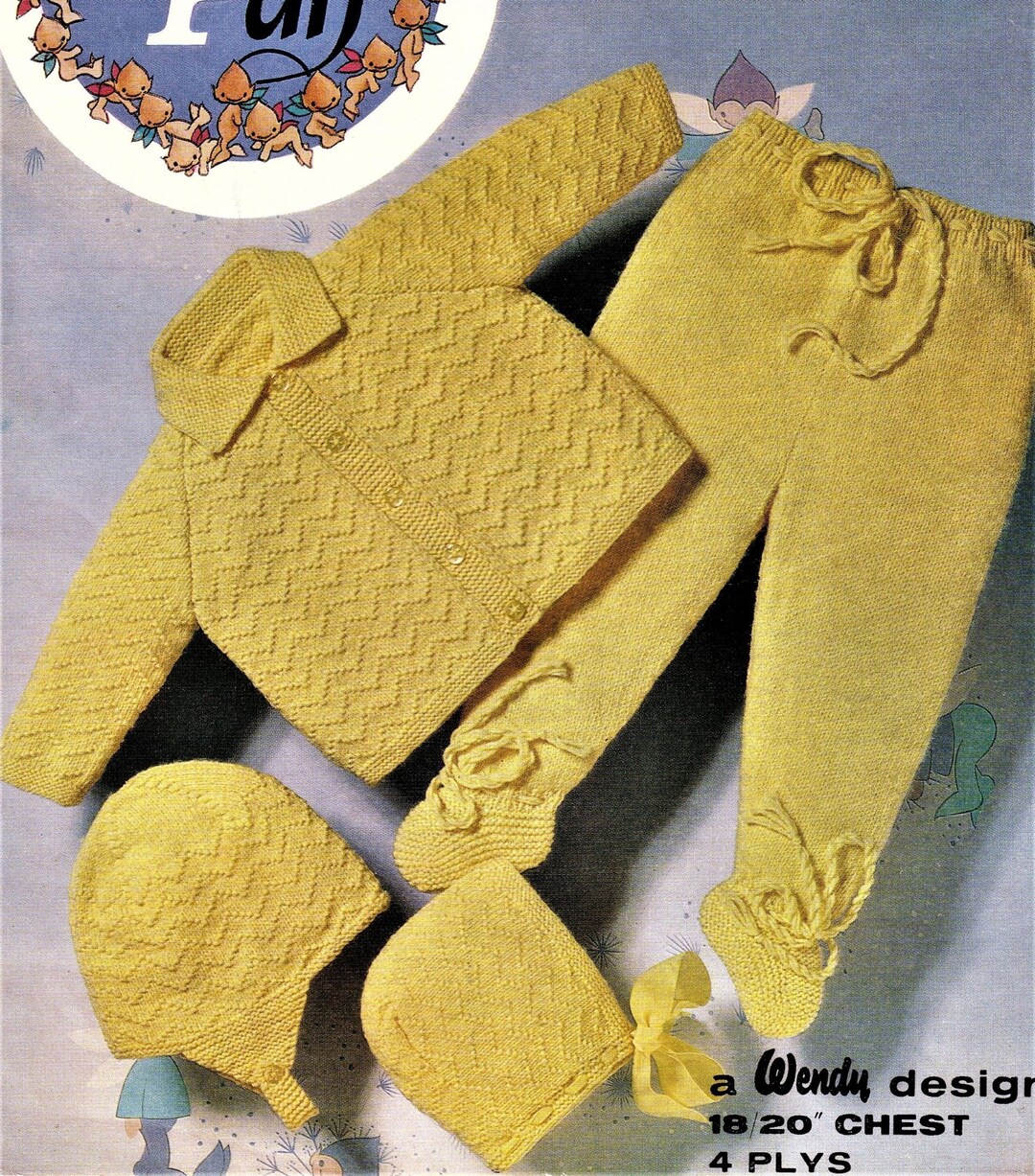 Baby Knitting Pattern, Pram Suit, Size 18 to 20 Inch Chest, 4ply Yarn ...