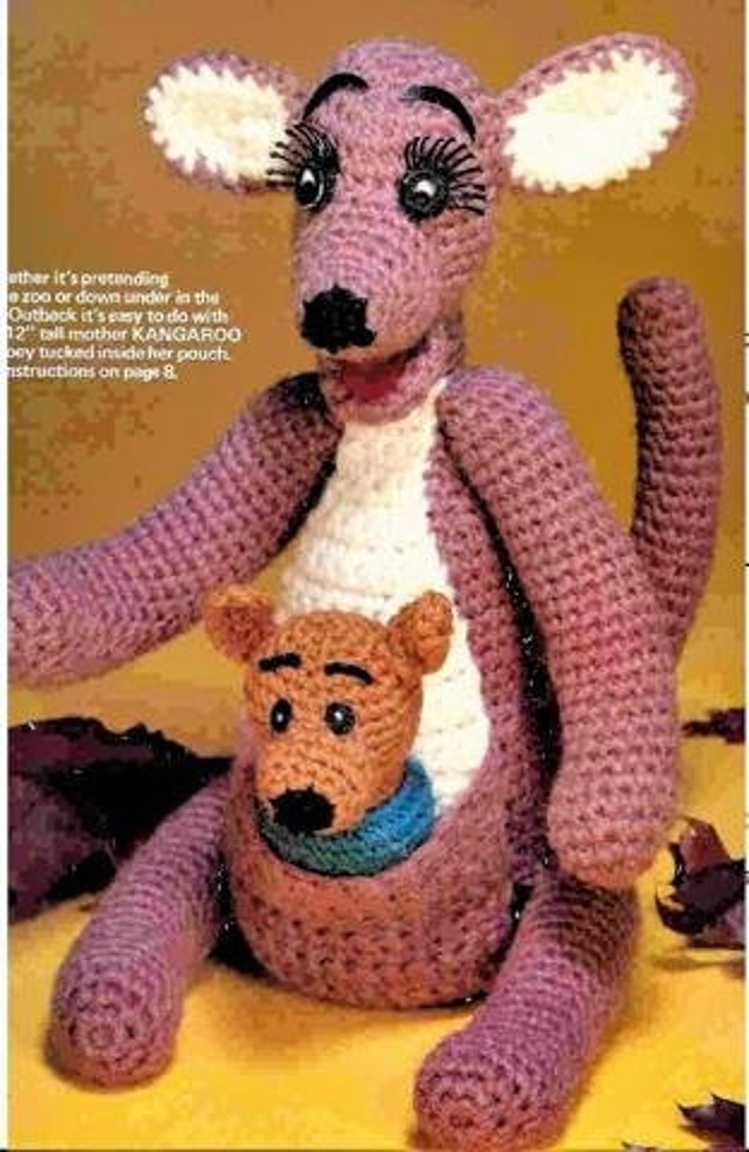 Kangaroo Soft Toy Crochet Pattern, Instant Download PDF, 12 Inches Tall ...