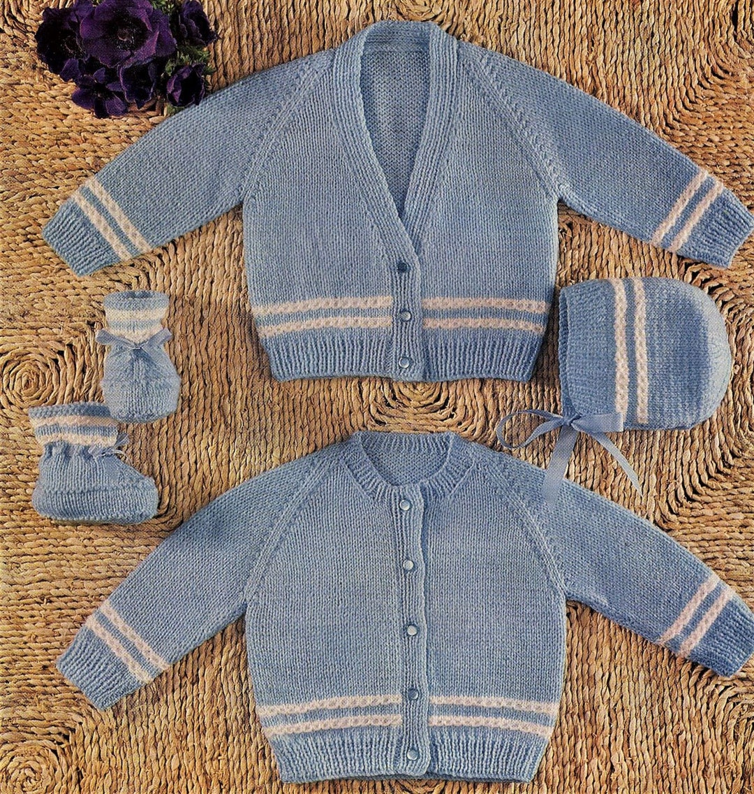Baby Knitting Pattern, Jumper and Cardigan, Size 18 to 20 Inch Chest ...