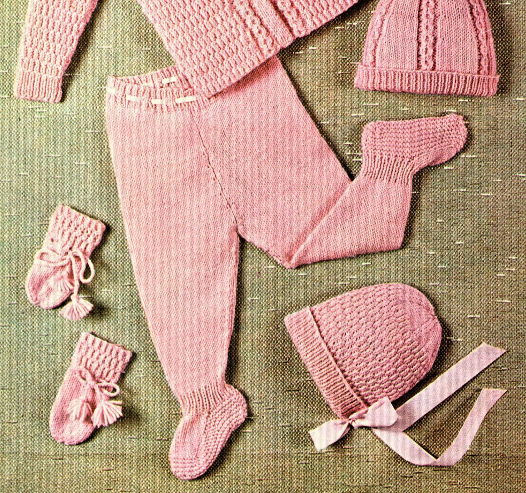 Baby Knitting Pattern, Pram Set, Size 19 to 21 Inch Chest, Double ...