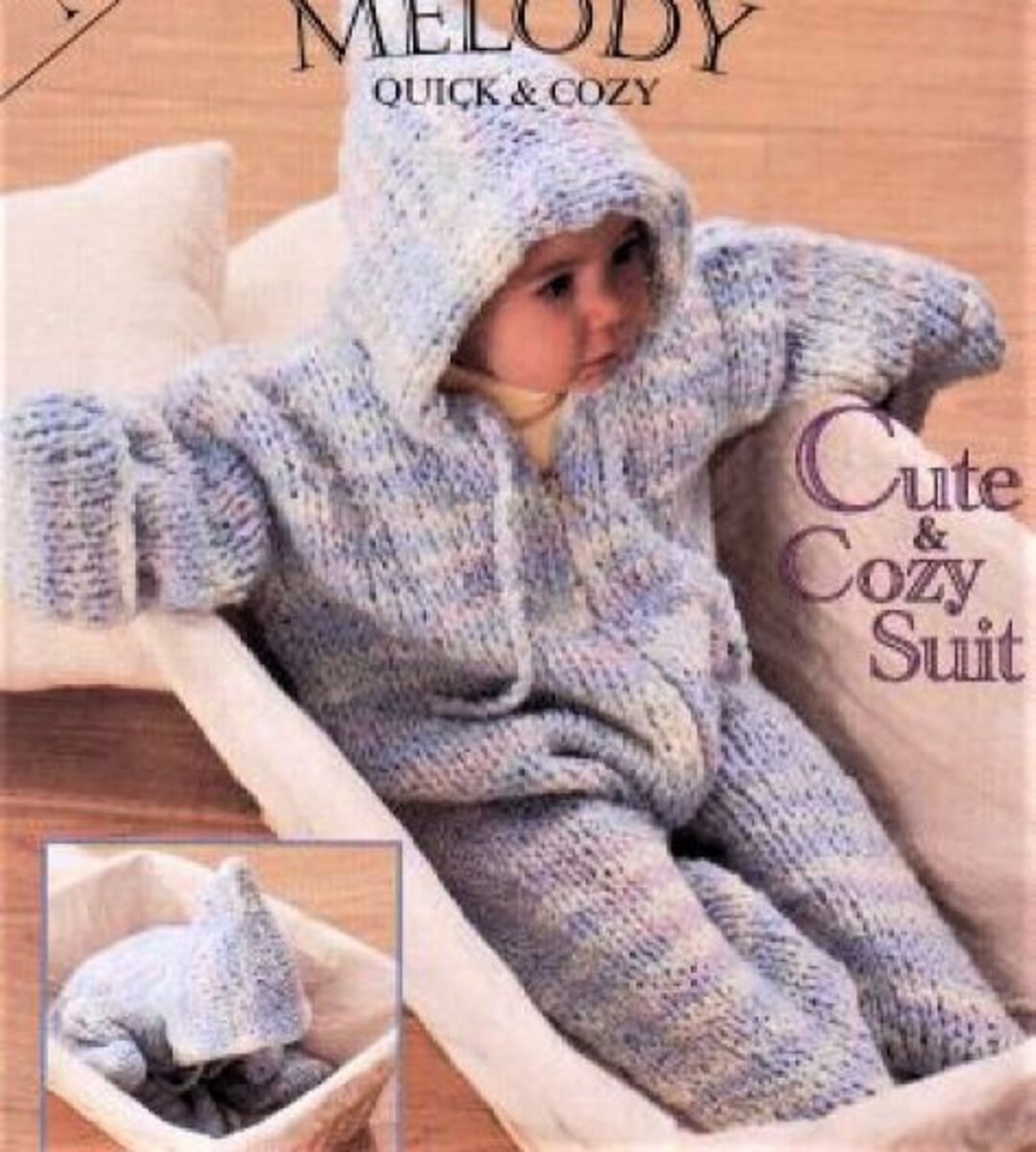 Baby Sleepsuit Knitting Pattern, Instant Download PDF, 3 to 6 Months ...