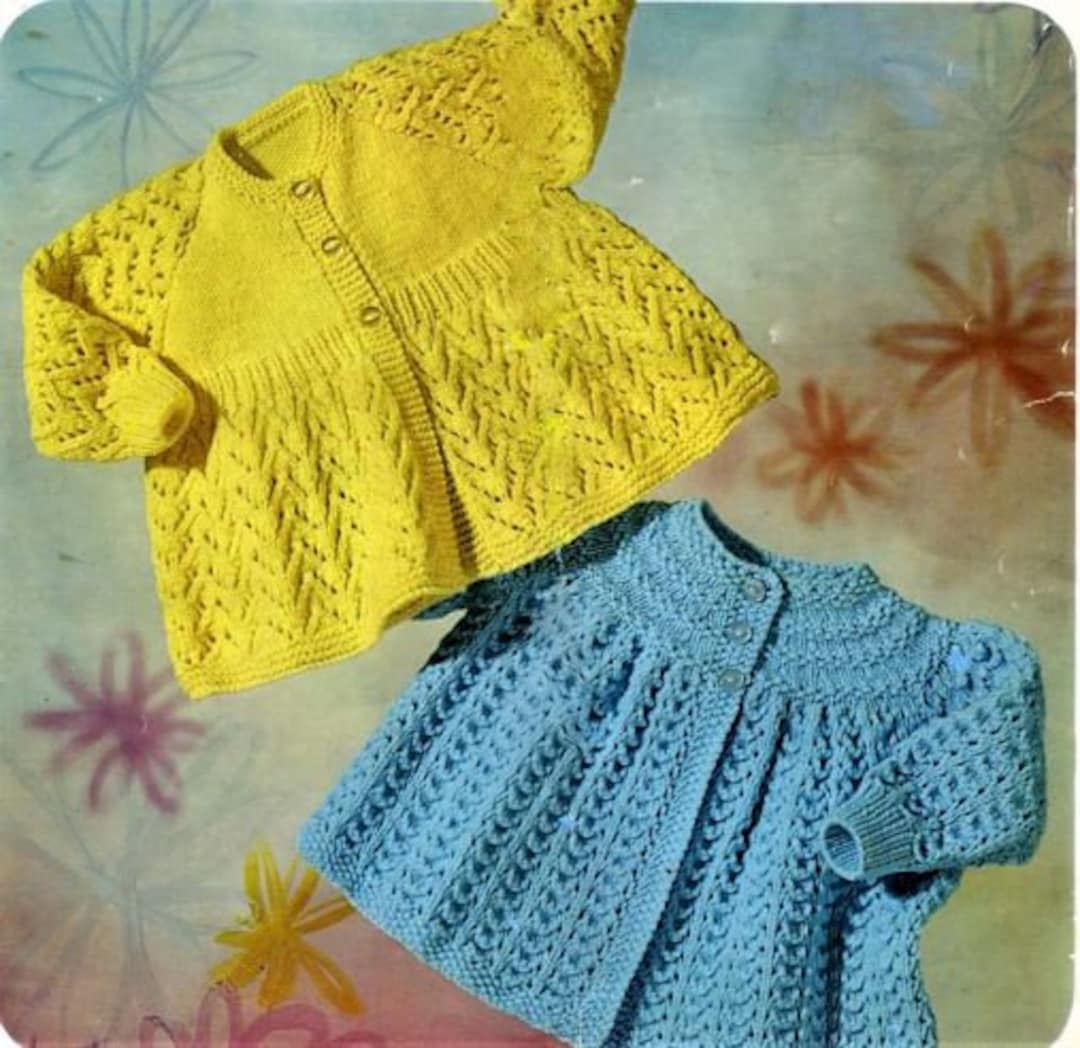Baby Matinee Coat Knitting Pattern, Size 3 to 6 Months, Double Knitting ...