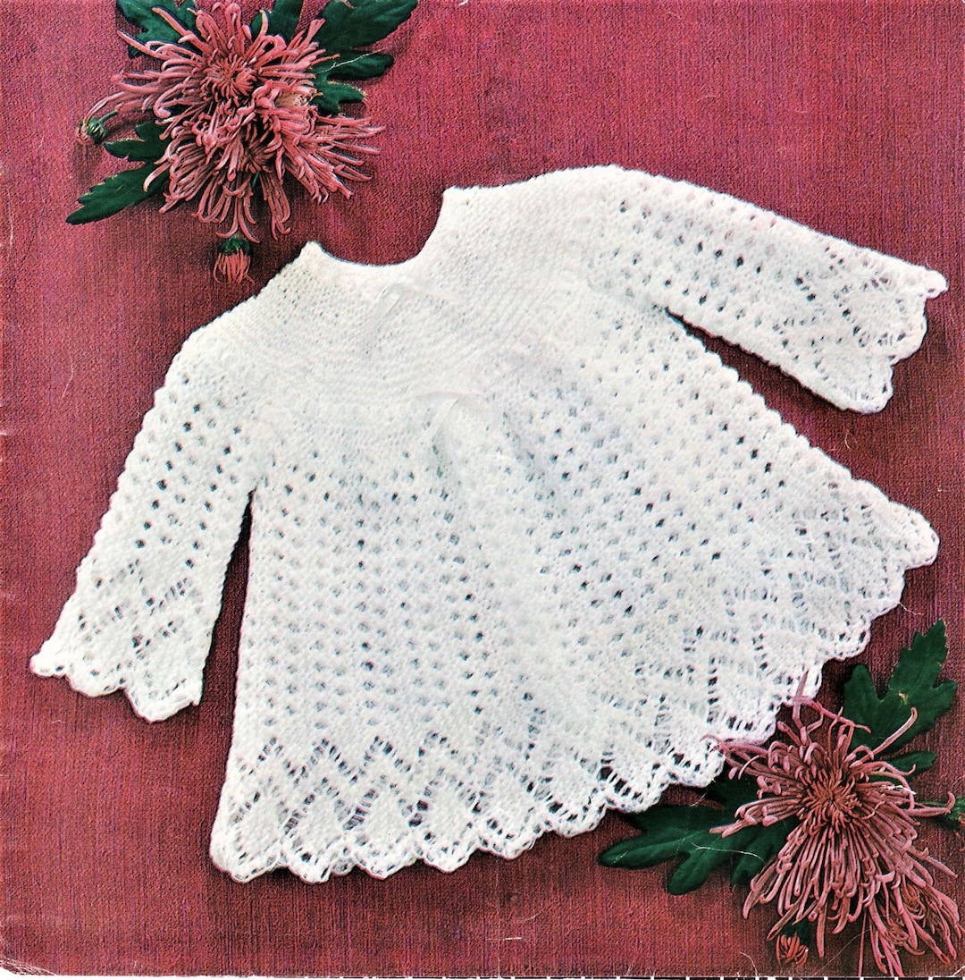 Baby Knitting Pattern, White Lace Angel Top, Size 18, 19, and 20 Inch ...