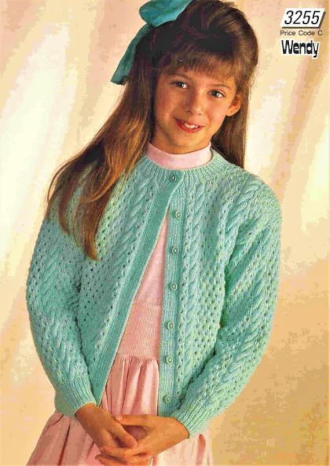 Girls Cardigan Knitting Pattern, PDF, Size 22 to 30 Inch Chest, 4 Ply ...