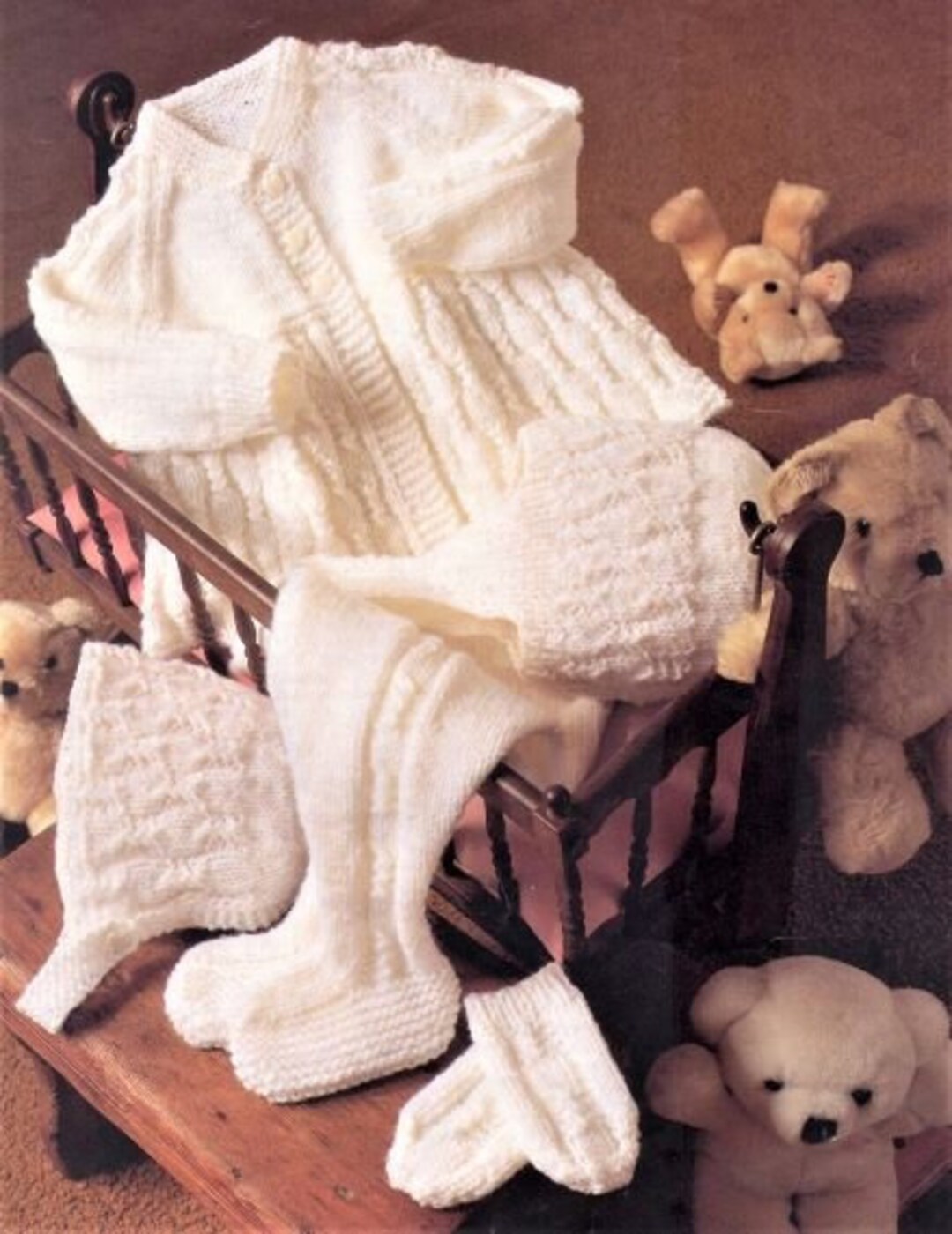 Baby Knitting Pattern, Complete Set, 16 to 18 Inch Chest, Double Knit ...