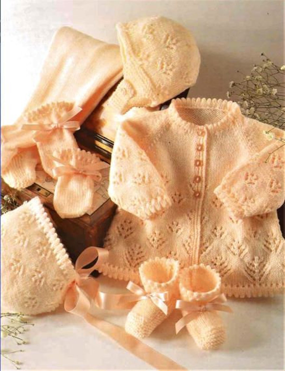 Baby Knitting Pattern, Complete Set, Size 16 to 22 Inch Chest, 4 Ply ...