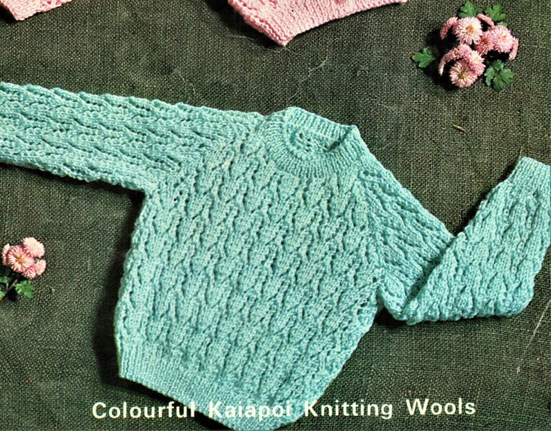 Baby Knitting Pattern, Jumper and Cardigan, Size 18 to 22 Inch Chest ...