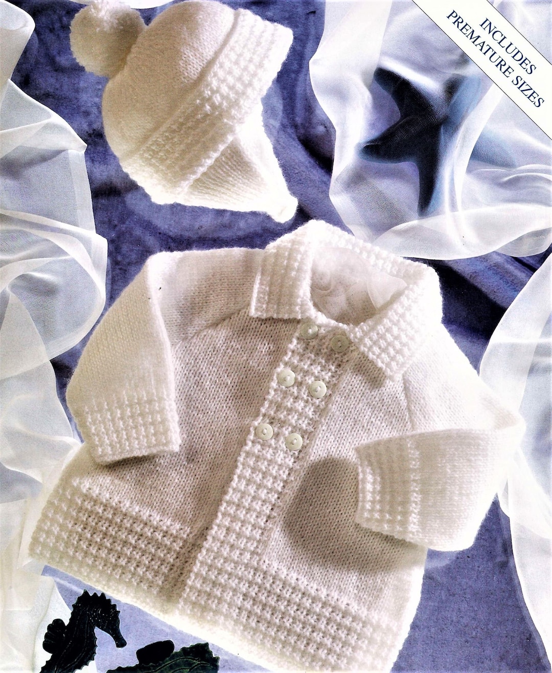 Baby Matinee Coat and Helmet Knitting Pattern, Includes Premature Sizes ...