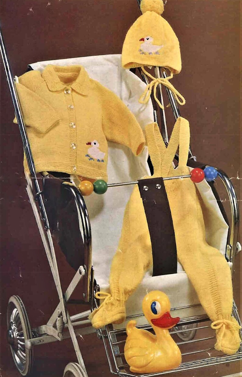 Nearly Free Baby Knitting Pattern Pram Suit With Duck Motif | Etsy