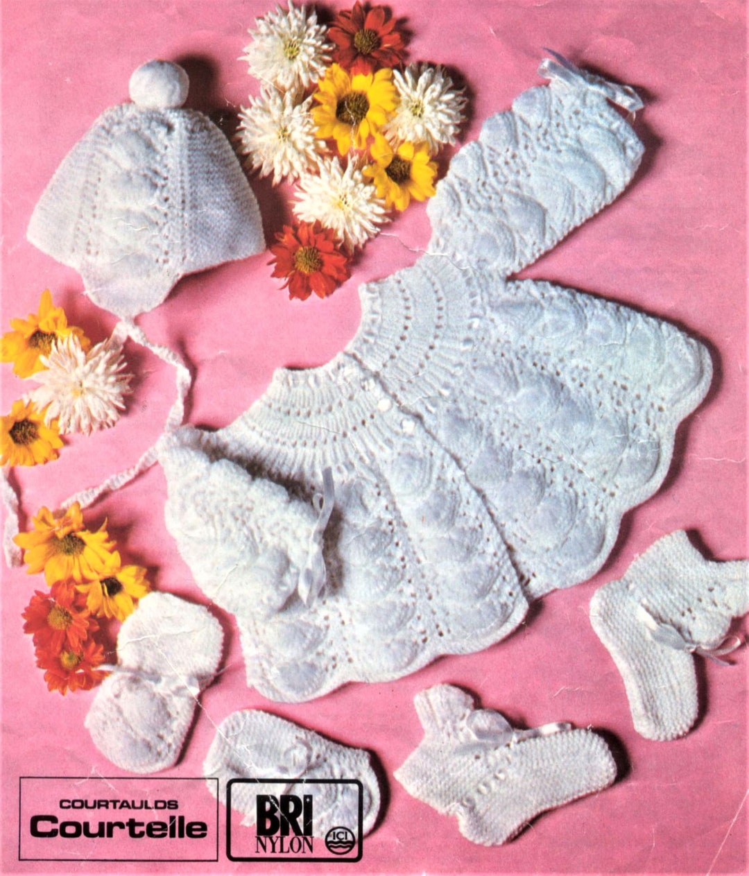 Baby Knitting Pattern, Coat, Helmet, Mittens, Bootees, Size 18 to 19 ...