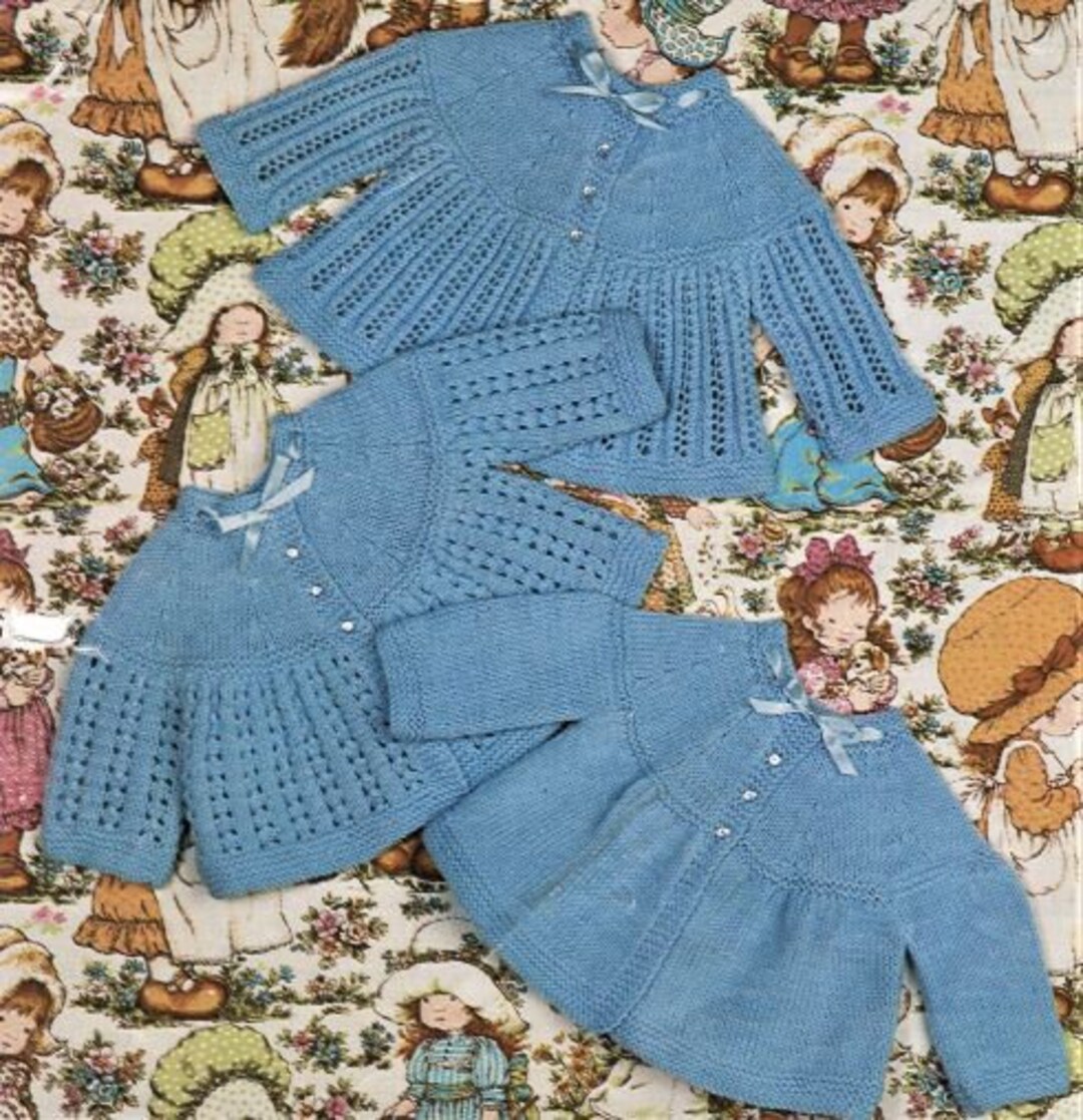 Matinee Jacket Knitting Pattern Baby, Three Styles, Size 19 and 20 Inch Chest, Double Knitting ...