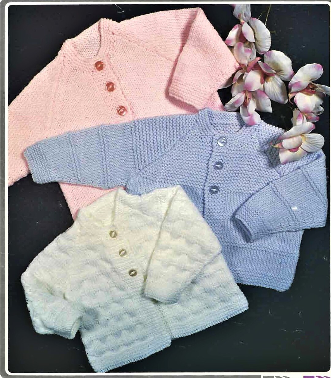 Baby Cardigan Knitting Pattern, Size 19 to 21 Inch Chest, Double ...