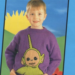 Toddlers to Adults Teletubbies Jumper Knitting Pattern, Size 22 to 40 ...