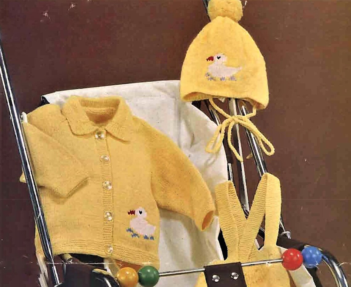 Nearly Free Baby Knitting Pattern Pram Suit With Duck Motif | Etsy