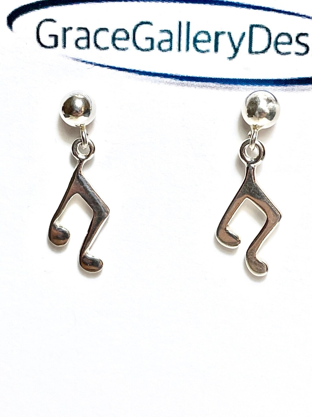 Sterling Music Note Post Earrings. Music Themed Earrings on Sterling ...