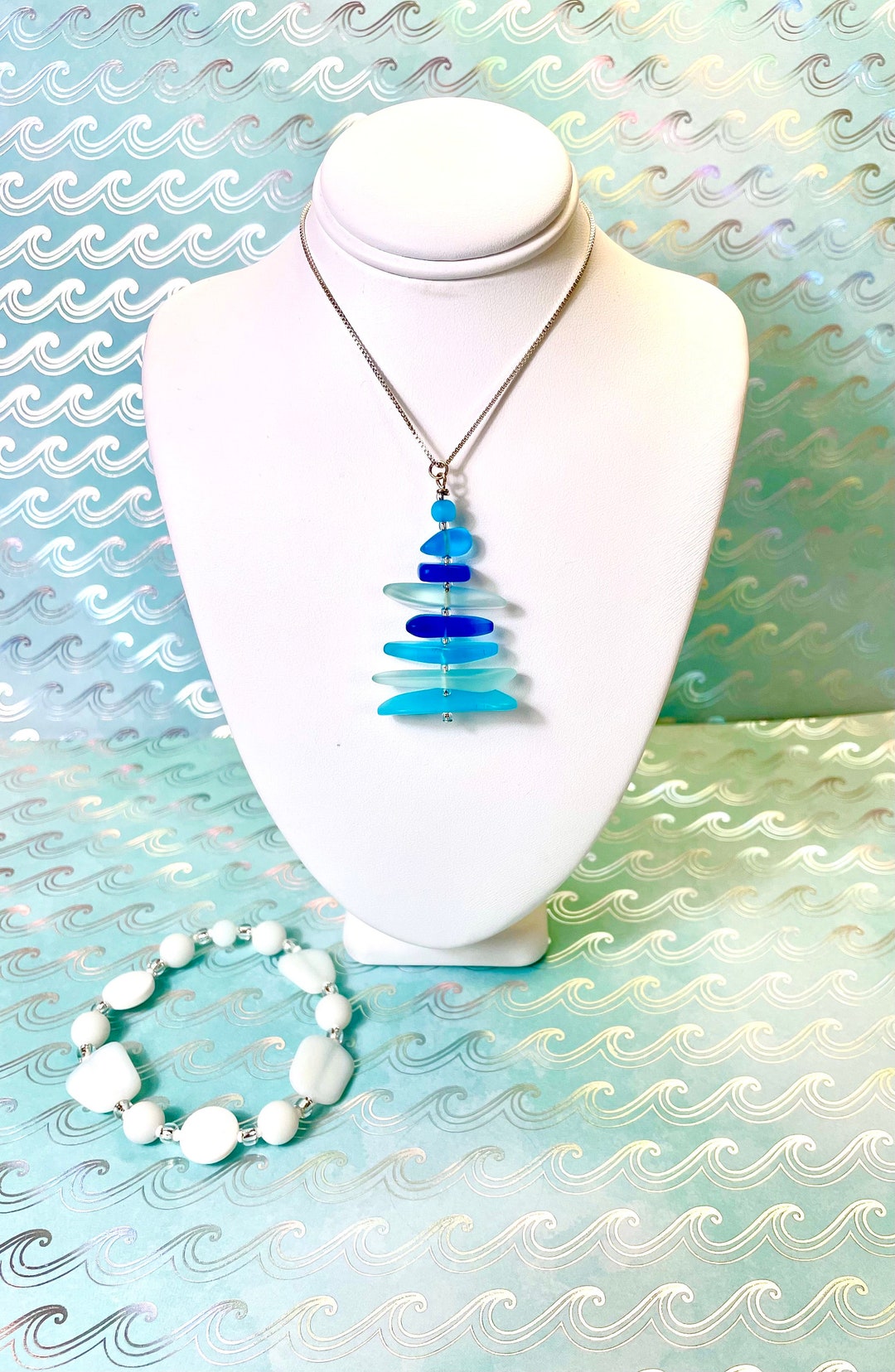 Sea Glass Zen Stack Tumbled Pendant Sea Glass in Shades of Blue,& Sea ...