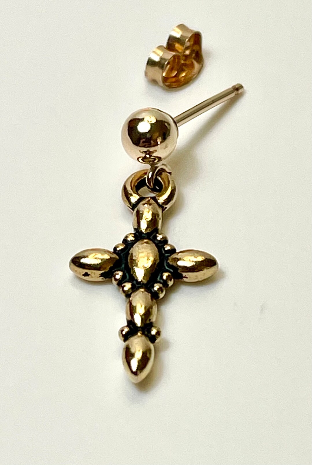 Gold Cross Post Earrings. First Communion Earrings. Confirmation Gift ...