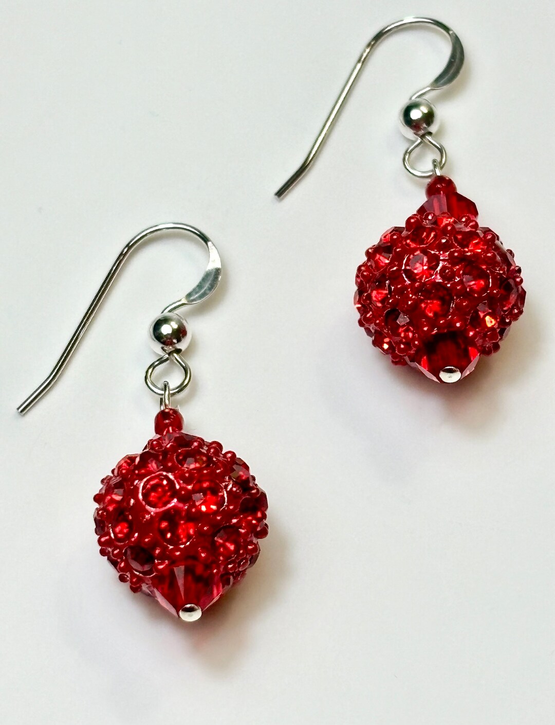 Genuine Red Swarovski Crystal Rhinestone Earrings. Pave Swarovski ...