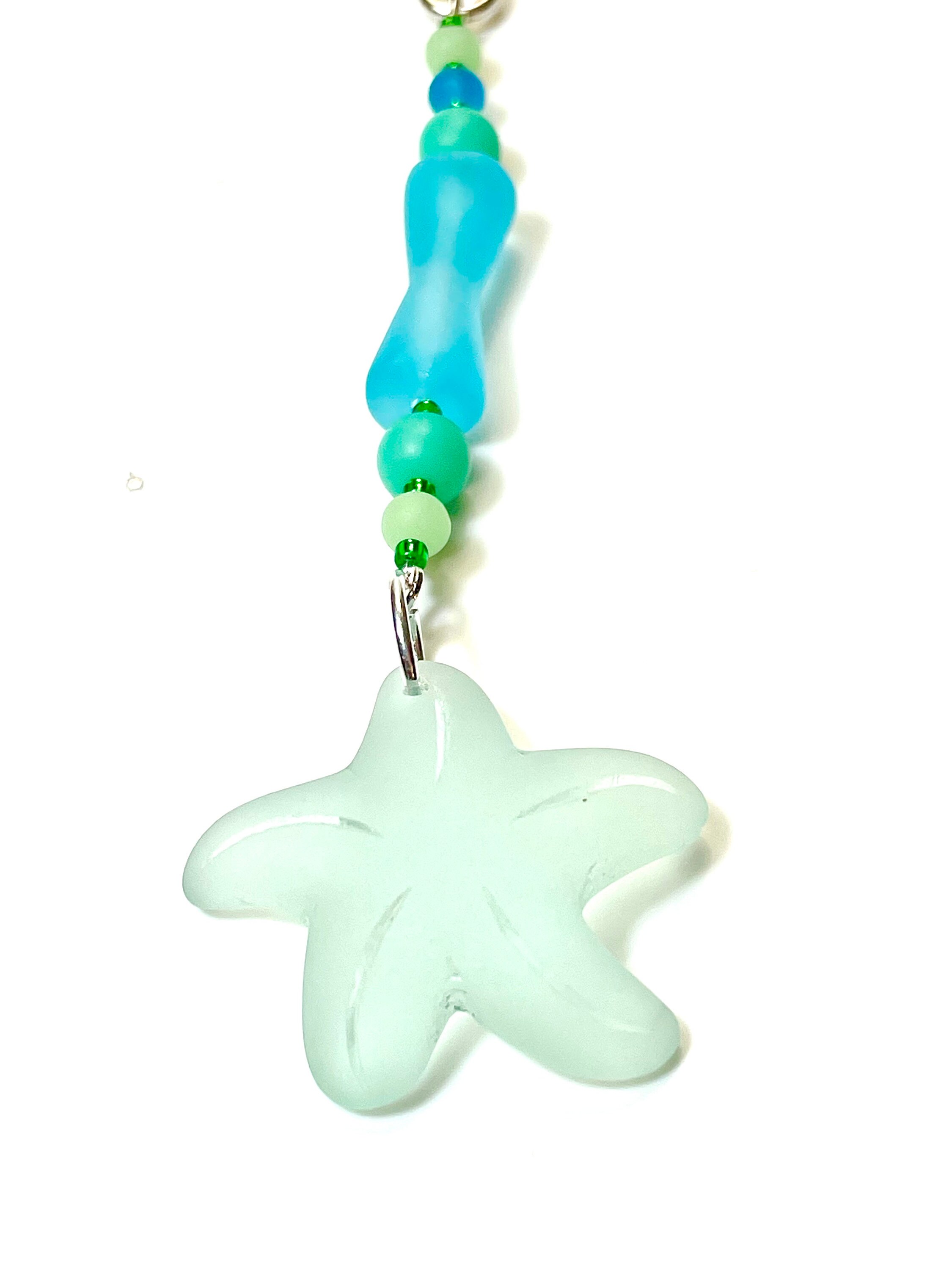 Light Aqua Sea Star Glass Ornament. Starfish Suncatcher. Tumbled ...