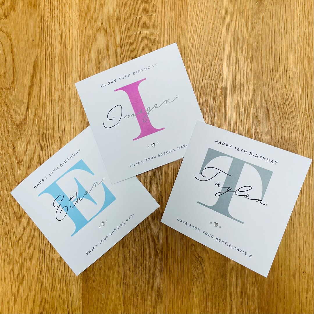 Personalised Handmade Happy Birthday Card Large Initial Greeting Card ...